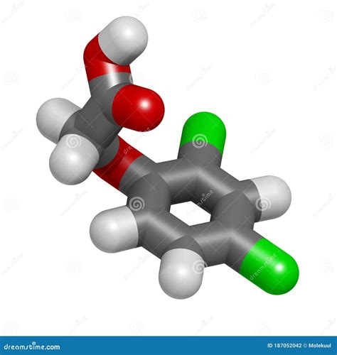 24 Dichlorophenoxyacetic Acid Molecule 3d Rendering Flat Molecular