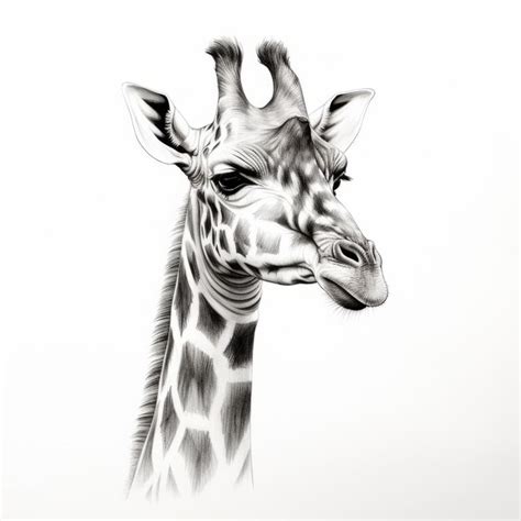 Premium Photo Realistic Hyperdetailed Pencil Drawing Of A Giraffe With Strong Facial Expression
