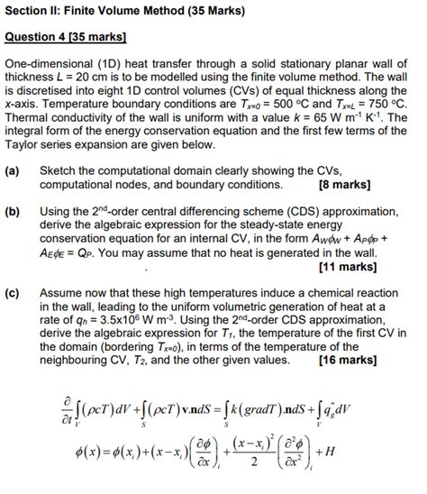 Section II Finite Volume Method Marks Question Chegg