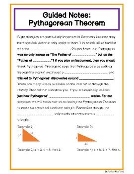 Pythagorean Theorem Guided Notes By Maniac Mathies TPT