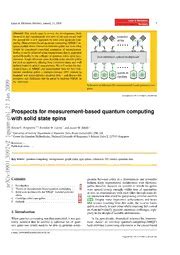 Download Prospects for measurement-based quantum computing with solid state spins PDF by Simon C ...