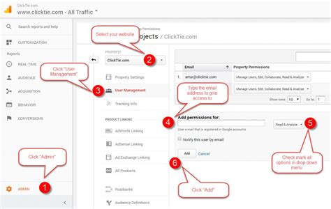 How To Add A User To Google Analytics Click Tie