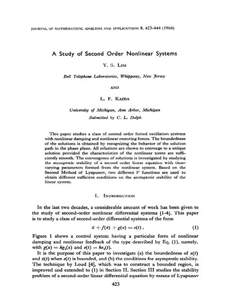 1964 Second Order Nonlinear System Pdf