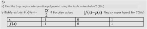 Solved 3 A Find The Lagrangian Interpolation Polynomial