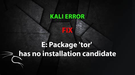 Kali Fix E Package Tor Has No Installation Candidate Youtube