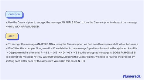 ⏩solveda Use The Caesar Cipher To Encrypt The Message An Apple Numerade