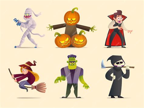 Premium Vector Set Of Halloween Characters Collection Cartoon