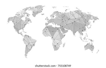 World Map Connection Lines Major Cities Stock Vector Royalty Free