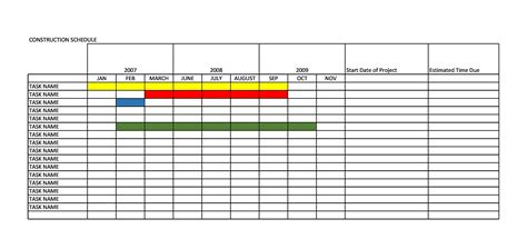 Construction Schedule Template Excel Printable Schedule Template Riset