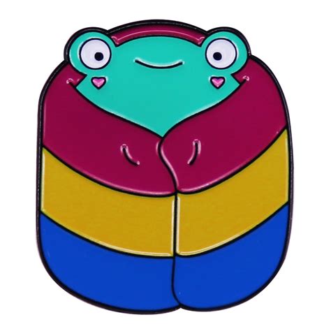 Magenta Yellow And Cyan Pansexual Pride Flag Frog Enamel Pin Lgbtqia