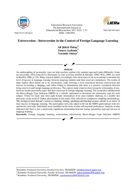pdf extroversion introversion in the context of foreign language