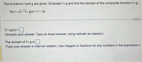 solved the functions f ﻿and g ﻿are given evaluate f g ﻿and