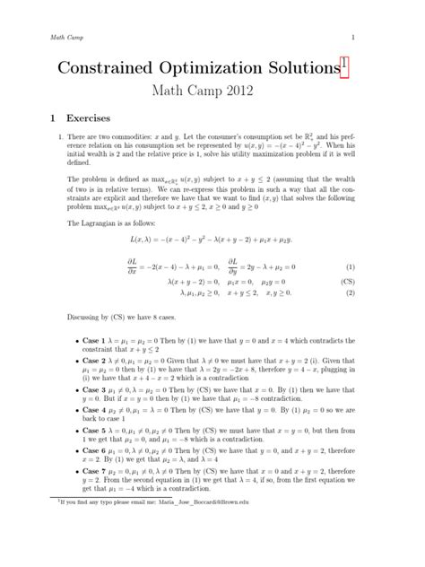 Constrainedoptimization Soluciones Pdf Algorithms Mathematics