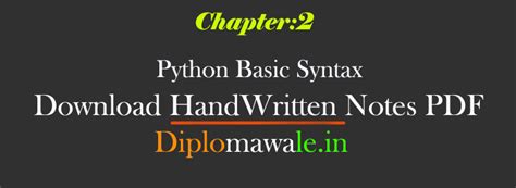 download basic python syntax handwritten notes pdf