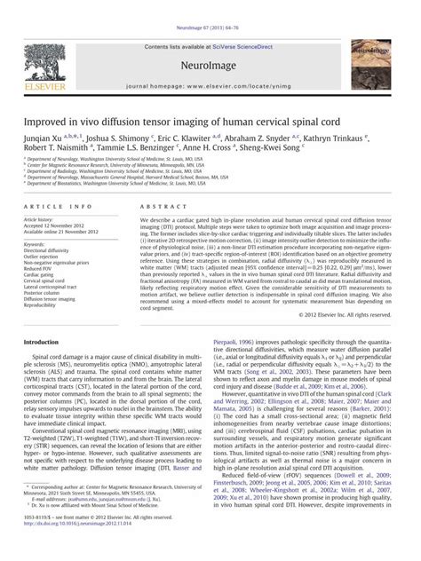 Pdf Improved In Vivo Diffusion Tensor Imaging Of Human Cervical