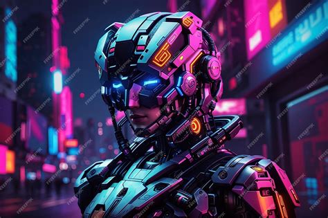 Premium Photo Cyberpunk Robot Neon Background