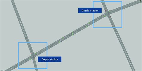 a network with two intersections built in vissim simulation
