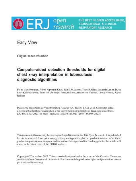 Pdf Computer Aided Detection Thresholds For Digital Chest X Ray Interpretation In Tuberculosis