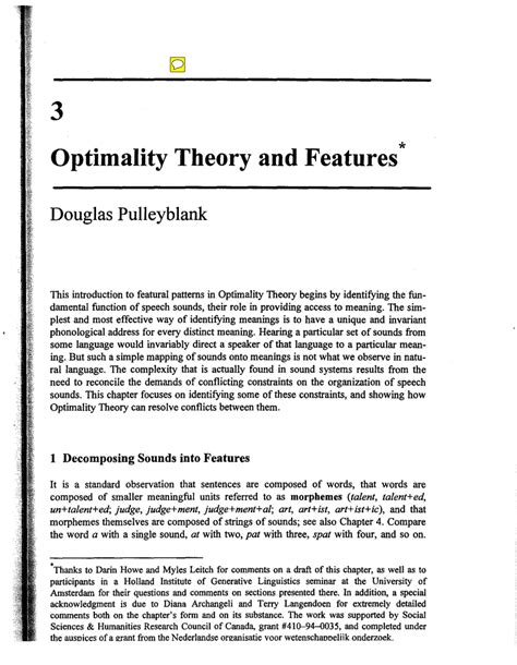 PDF Optimality Theory And Features