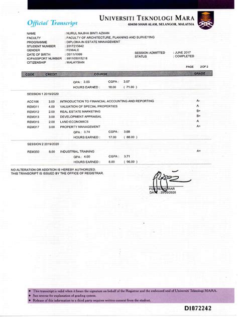 Official Transcript 2 Pdf
