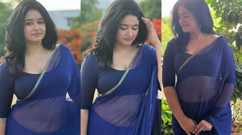 poonam bajwa 💙 shiffan blue saree and blouse collection #poonam #poonambajwa #stitching #saree ...