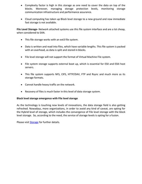 Block Level Storage Vs File Level Storage Docx Data Storage And