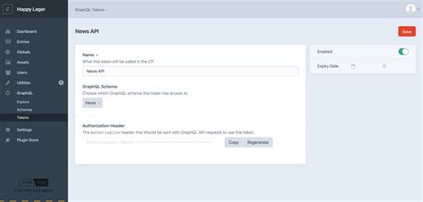 fr graphql storing schemas tokens permissions on project config