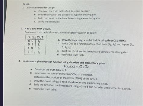 Solved Tasks2 To 4 Line Decoder Designa ﻿construct The