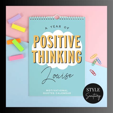 Personalised A4 Positive Thinking Calendar Monthly Wall Planner With