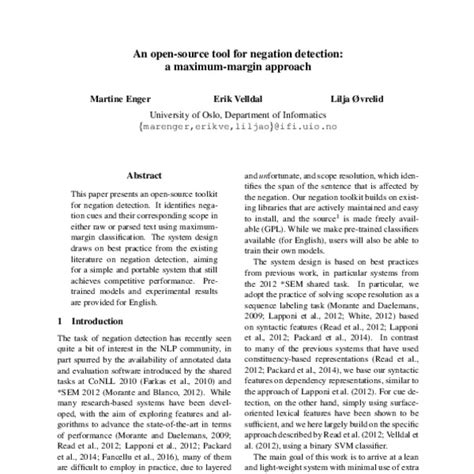 An Open Source Tool For Negation Detection A Maximum Margin Approach Acl Anthology
