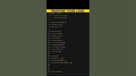 Impress Your Crush Using Python Heart And I Love You Shorts