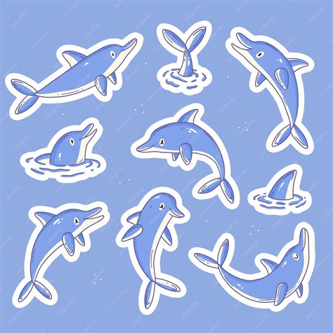 Premium Vector Stickers With Cute Dolphin Characters A Sticker