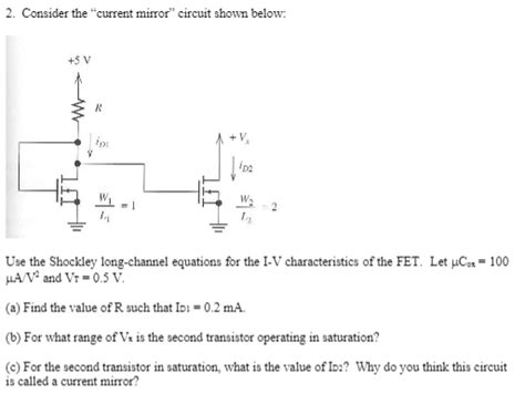 Solved Consider The Current Mirror Circuit Shown Below Chegg
