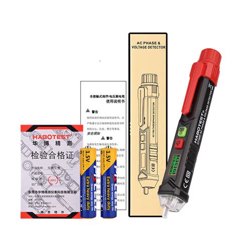 Habotest Ht100p Ac 위상 전압 테스터 비접촉 감지기 펜 Lcd 디스플레이 버저 알람 와이어 브레이크 포인트