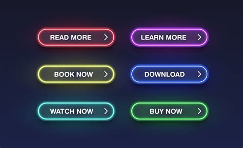 Colorful Neon Buttons For Websites Vector Illustration 314723 Vector