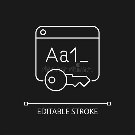 Letter And Number Password White Linear Icon For Dark Theme Stock