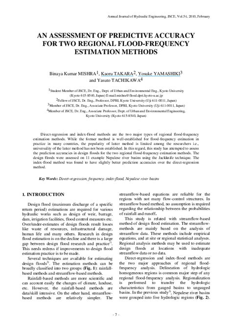 Pdf An Assessment Of Predictive Accuracy For Two Regional Flood