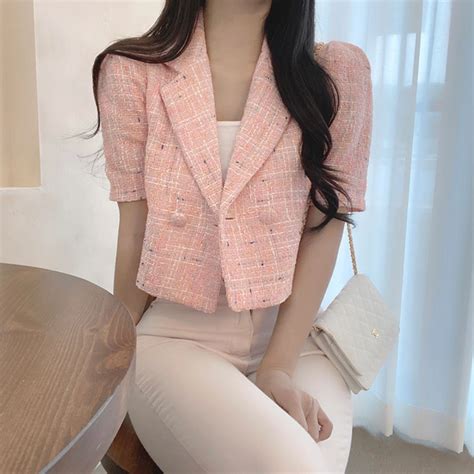 퍼프 크롭 반팔 트위드 자켓 🌟 당근 중고거래