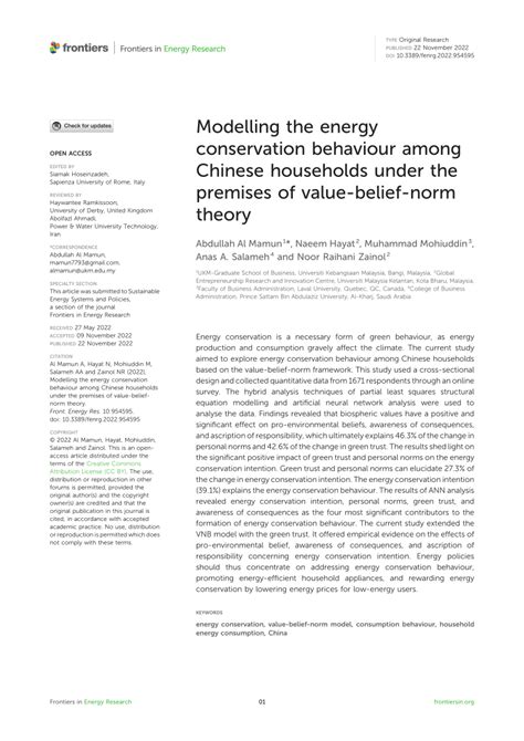 Pdf Modelling The Energy Conservation Behaviour Among Chinese Households Under The Premises Of