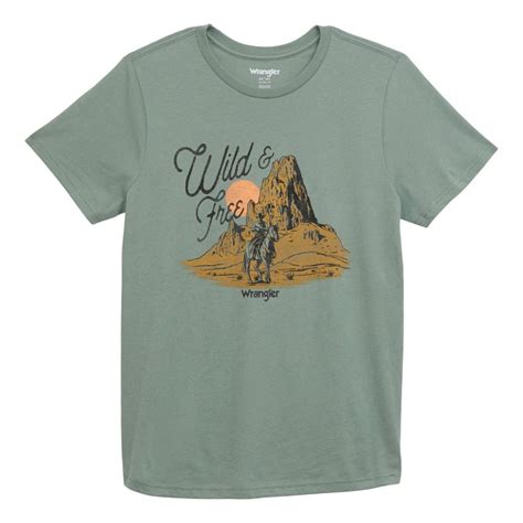 Wrangler Womens Wild And Free Graphic Short Sleeve T Shirt Sage