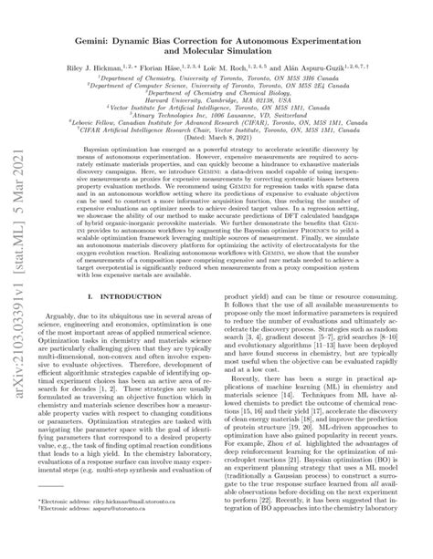 Gemini Dynamic Bias Correction For Autonomous Experimentation And Molecular Simulation Deepai