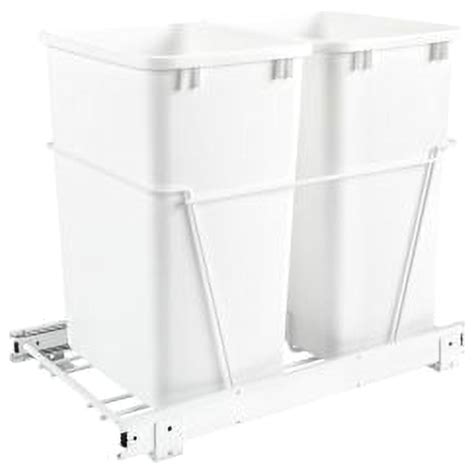 REV A SHELF RV PB Double Quart Bottom Mount Waste Container White Rev A Shelf RV PB S
