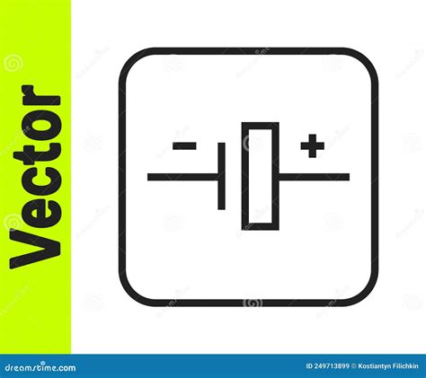 Black Line Dc Voltage Source Icon Isolated On White Background Vector Stock Illustration