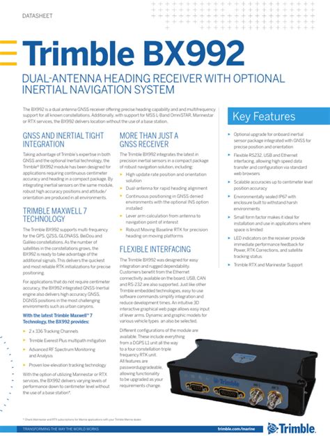 Trimble Marine Bx992 Datasheet English Pdf Inertial Navigation System Electronics