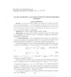 On The Asymptotic Analysis Of The Functions Of Discrete Variable