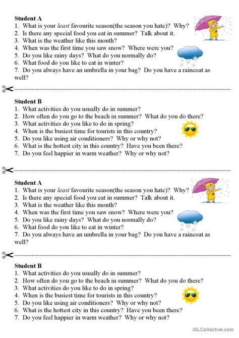 Weather Discussion Questions 30 Mi… English Esl Worksheets Pdf And Doc