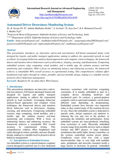 Pdf Automated Driver Drowsiness Monitoring System