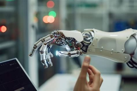 Premium Photo Scientist Programs Robotic Arm To Move Microchip In Startup Research