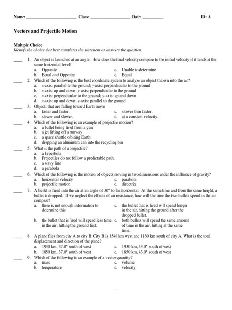 examview projectile motion pdf projectiles euclidean vector