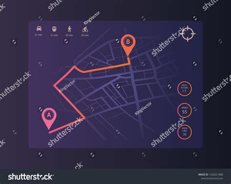 Route Dashboard City Map Navigation Gps Stock Vector Royalty Free 1428221888 Shutterstock